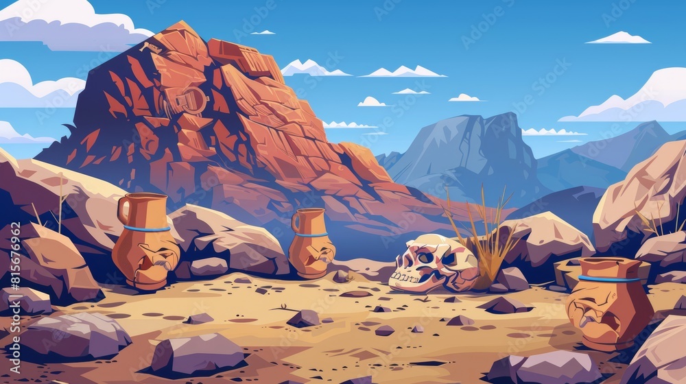 Among fragments of rocks, ancient artifacts, ceramic pitchers, and ...