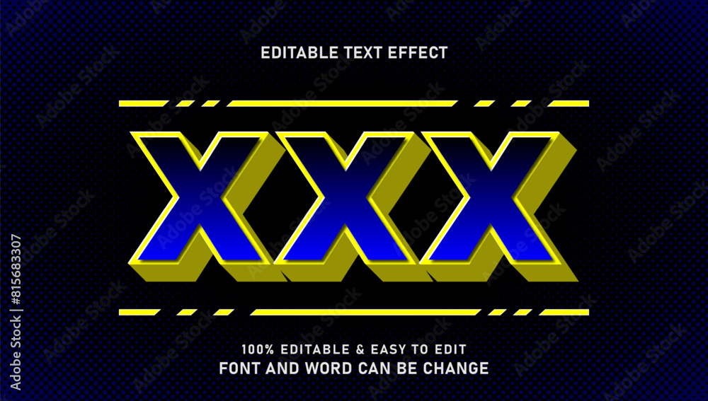 triple x text effect with modern 3d replaceable black background Stock ...