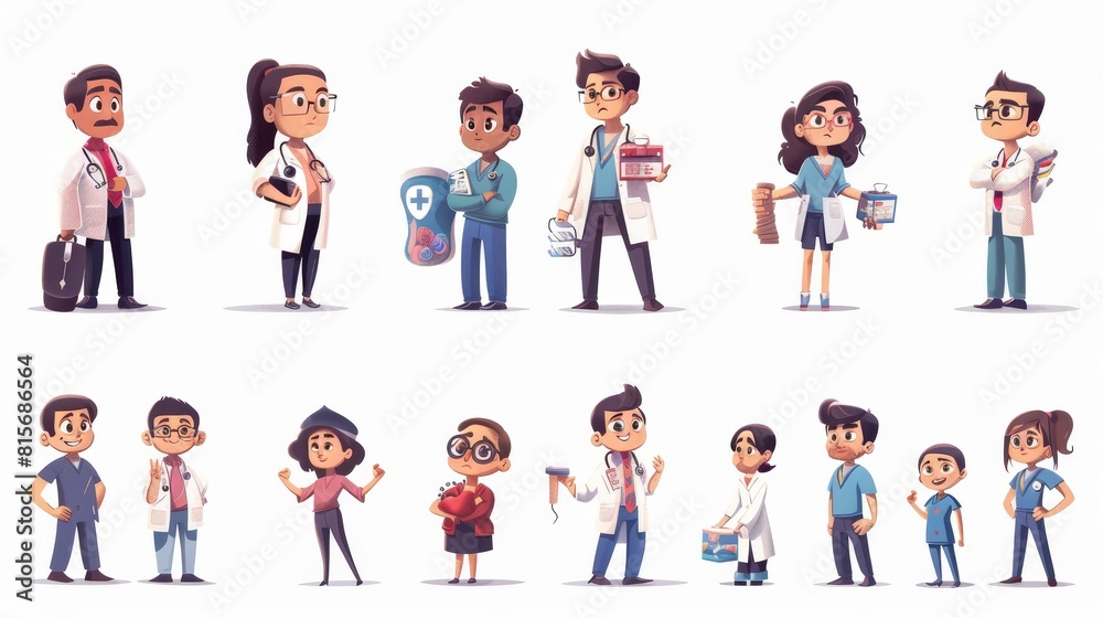 Cartoon people modern illustration of hospital healthcare staff ...
