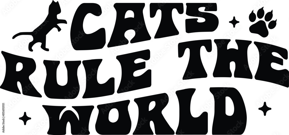 Retro Cats rule the world Svg Design, Cat Svg Bundle, Cat Clipart ...