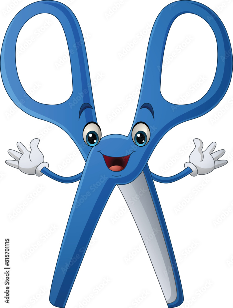Cartoon happy scissors cartoon character Stock Vector | Adobe Stock