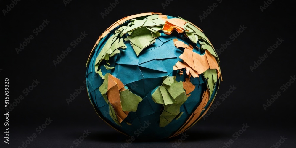 DIY Origami Earth Made from Recycled Paper Stock Illustration | Adobe Stock