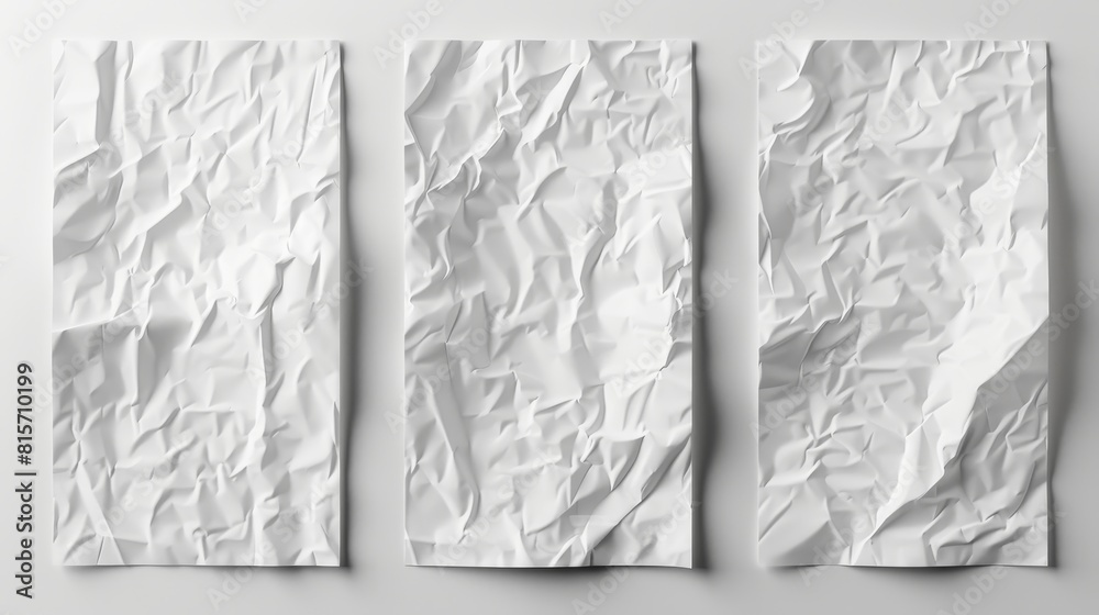 The realistic paper wall poster mockup has a wet crumpled sheet with ...