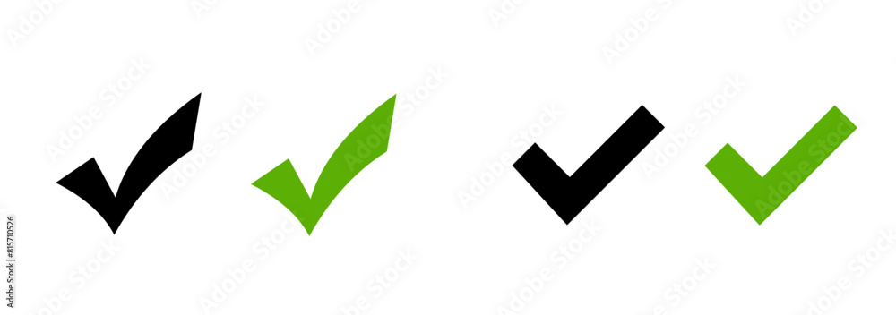 Vetor de Approved icon. Black and green check mark vector icons. Check ...