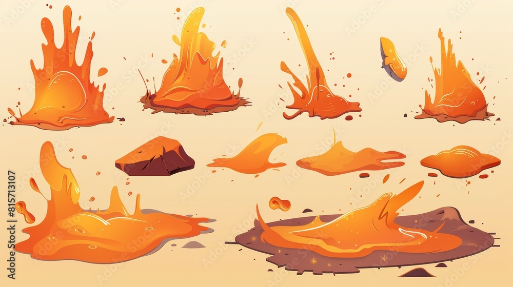 Isolated Orange Magma Flame Motion For Hell In Mobile Game Environment Molten Metal Foundry