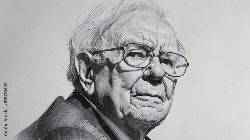 Warren Buffett, pencil sketch, black & white Stock Illustration | Adobe ...