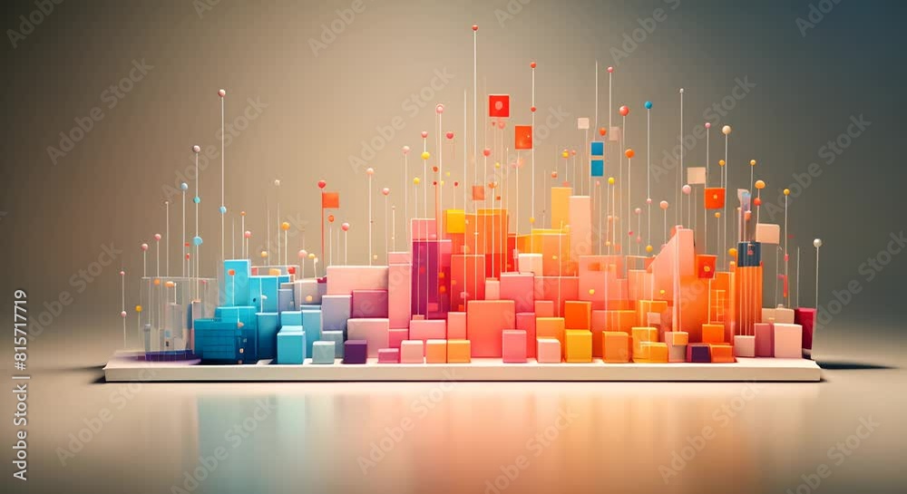 Minimalist 3D concept of a digital marketing data visualization, Stock ...