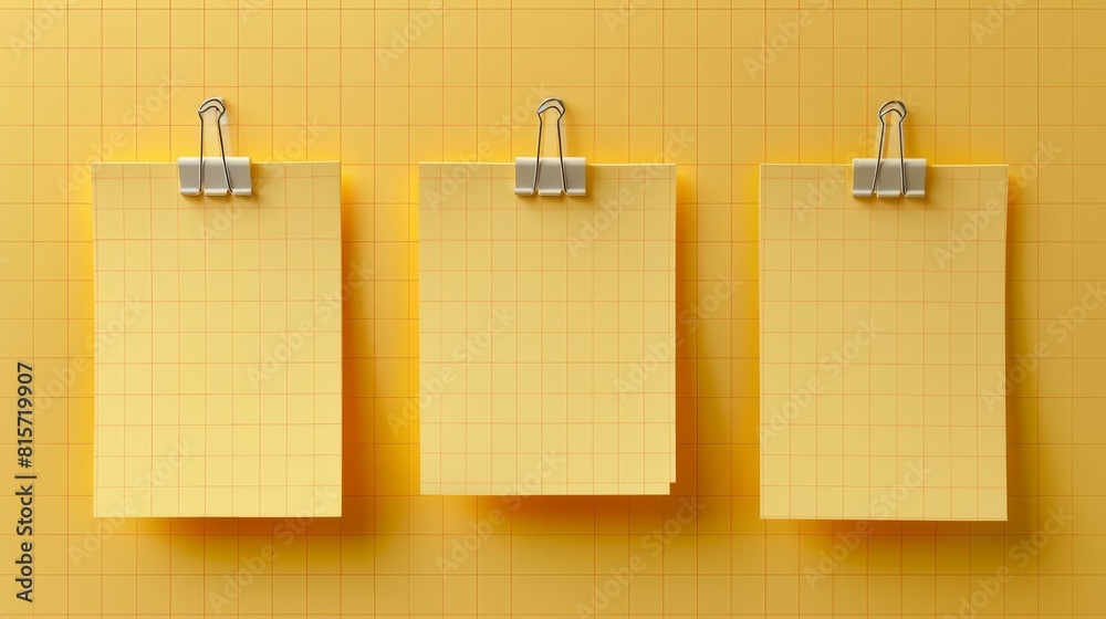 The clipboard note sticker paper is attached to an adhesive tape and ...