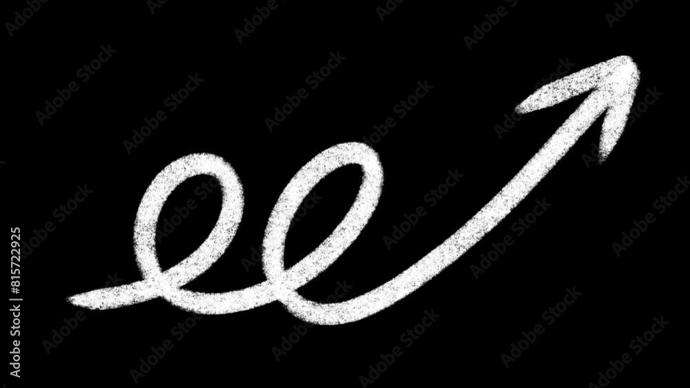 White doodle arrow, appears and disappears motion, alpha channel. Drawn ...