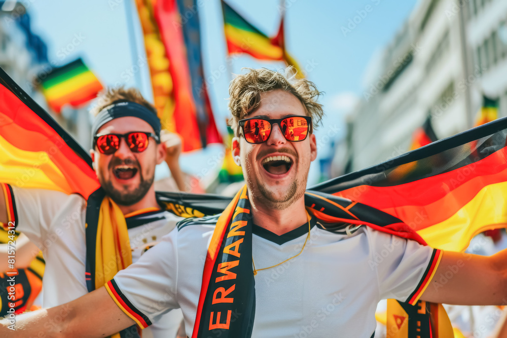 German football soccer fans in downtown celebrate the national team ...