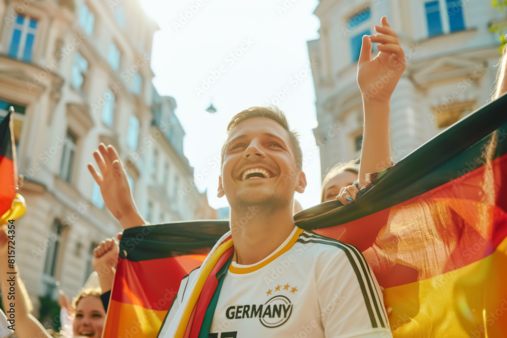 German football soccer fans in downtown celebrate the national team ...