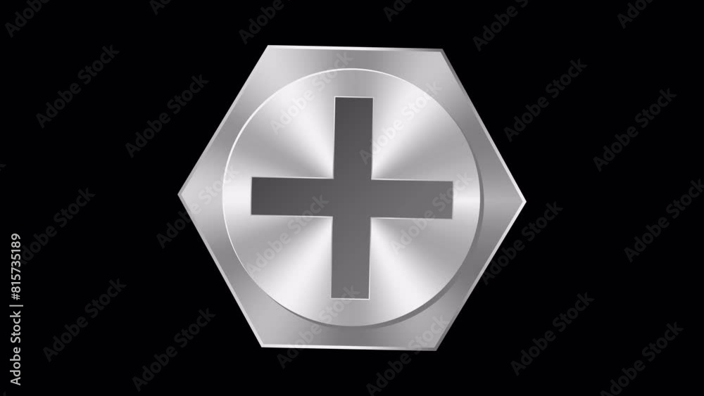 Rotating bolt animation. Metal bolt head. Construction hardware. Tool ...