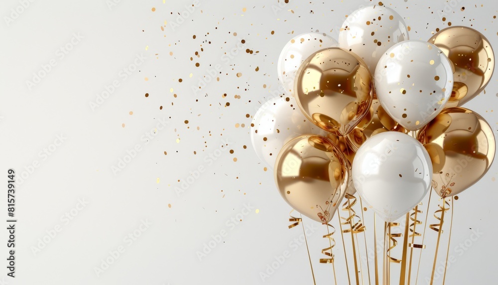 Balloon birthday background confetti anniversary happy gold party ...