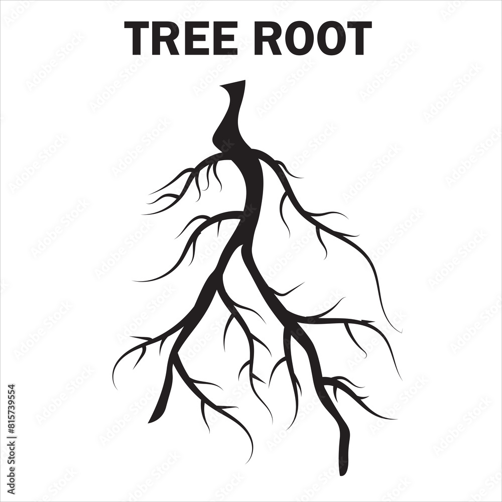 underground tree root cartoon. network structure, foundation soil ...