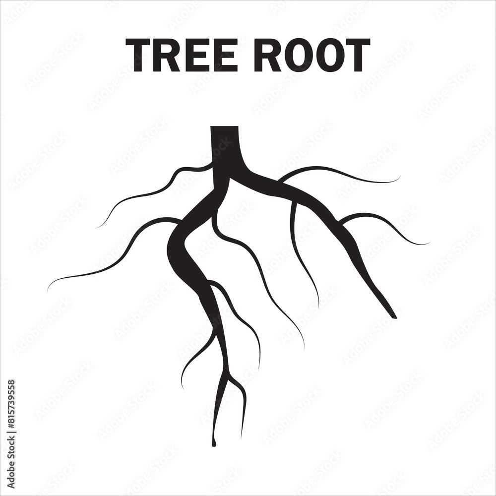 underground tree root cartoon. network structure, foundation soil ...