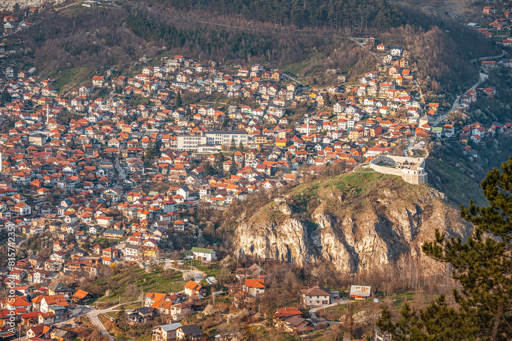 Sarajevo's cityscape unfolds in a picturesque view, with the white ...