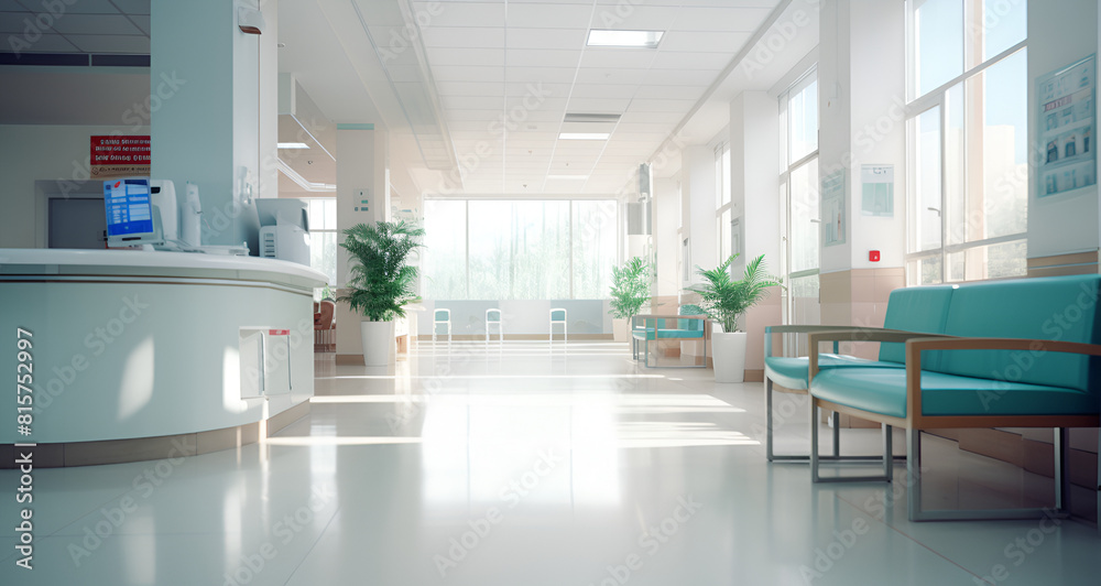 White clinic inside medicine background hallway interior medical ...