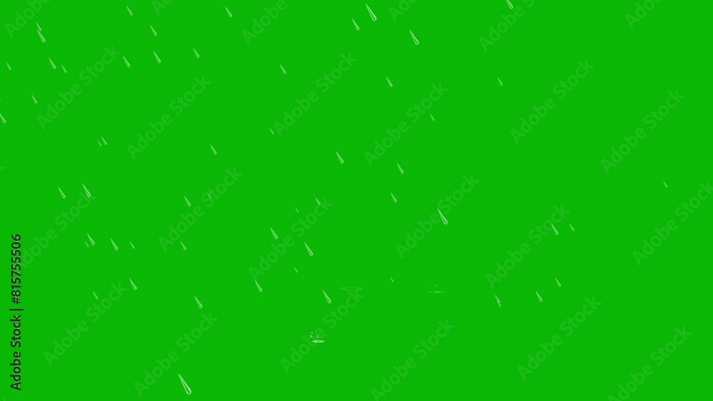 Green Screen Cartoon Rain falling effect with floor drop splash ...