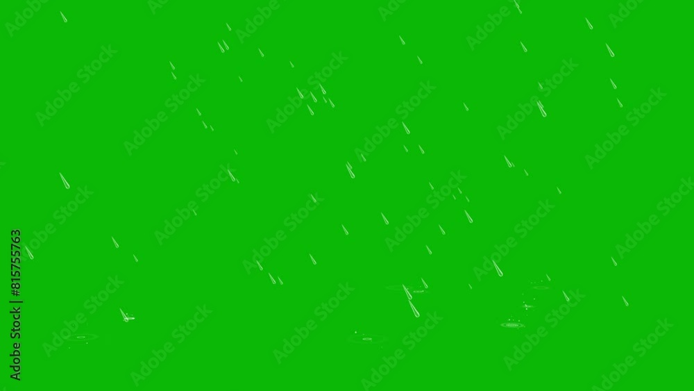 Green Screen Cartoon Rain falling effect with floor drop splash ...