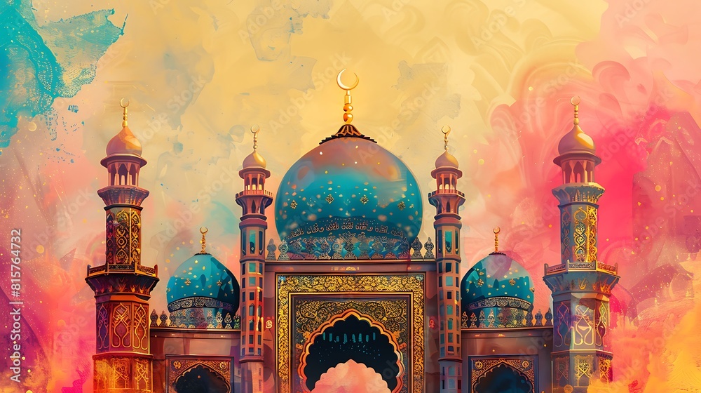 holy eid al adha festival greeting card design isolated on colorful ...