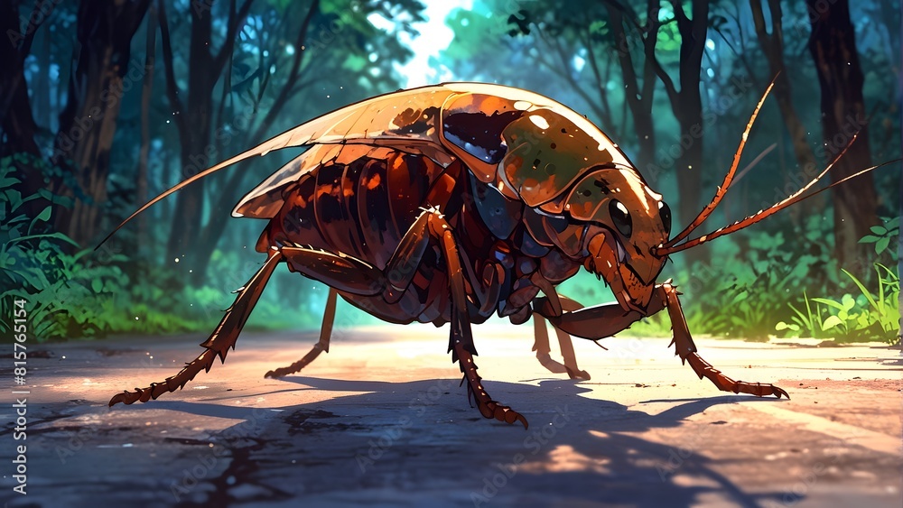 Illustration of a terrifying cockroach-like creature, dark magic and ...