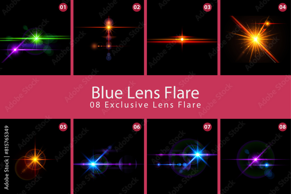 Multi-color Transparent Vector Lens Light Collection set With shining ...