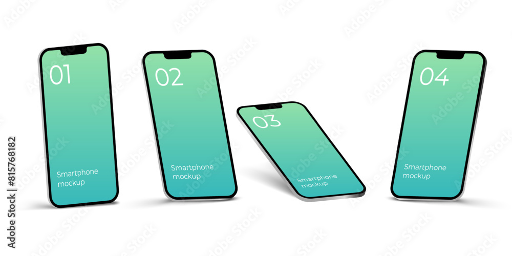 Realistic borderless smartphone with realistic shadow. Phone mockup for ...