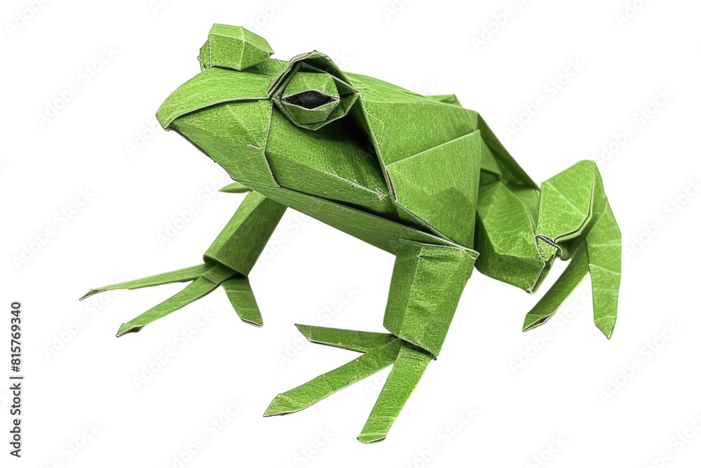 Paper frog with folded legs isolated on transparent background Stock ...