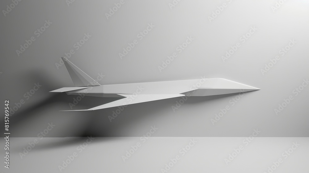 Minimalism digital sculpture of a scale model airplane, abstracted into ...
