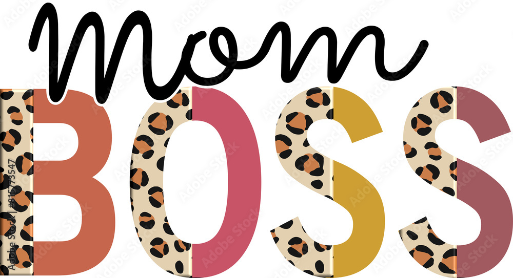 Half leopard cheetah Sublimation png Mom Boss Leopard Print Text Design ...