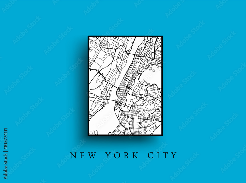 new york city map poster art. vector print ready 4:3 poster art design ...