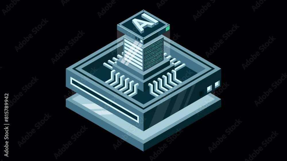 Artificial intelligence micro chip animation. Quantum computing ... Artificial intelligence micro chip animation. Quantum computing ...