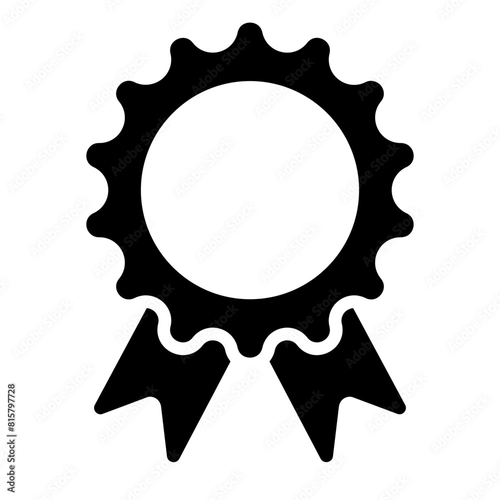 Award ribbon badge silhouette. Rosette icon. Medal symbol. Vector ...