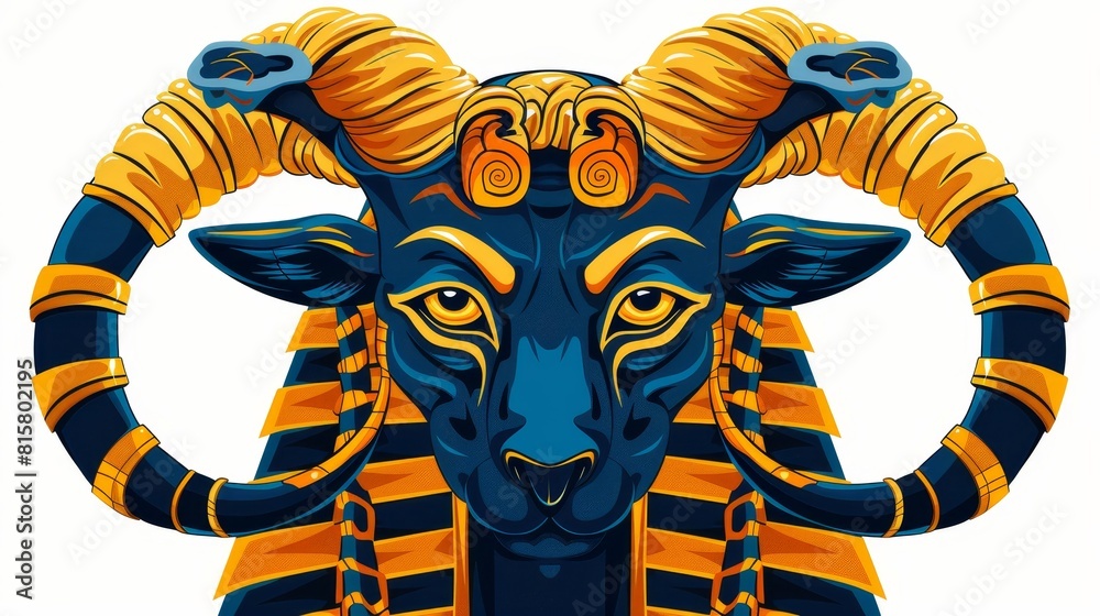 Egyptian culture religious symbol, ramheaded creator god with spiral ...