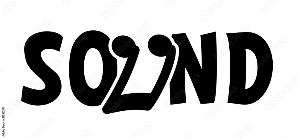 Slogan sound, music and key note symbol for staff and music notes. love ...