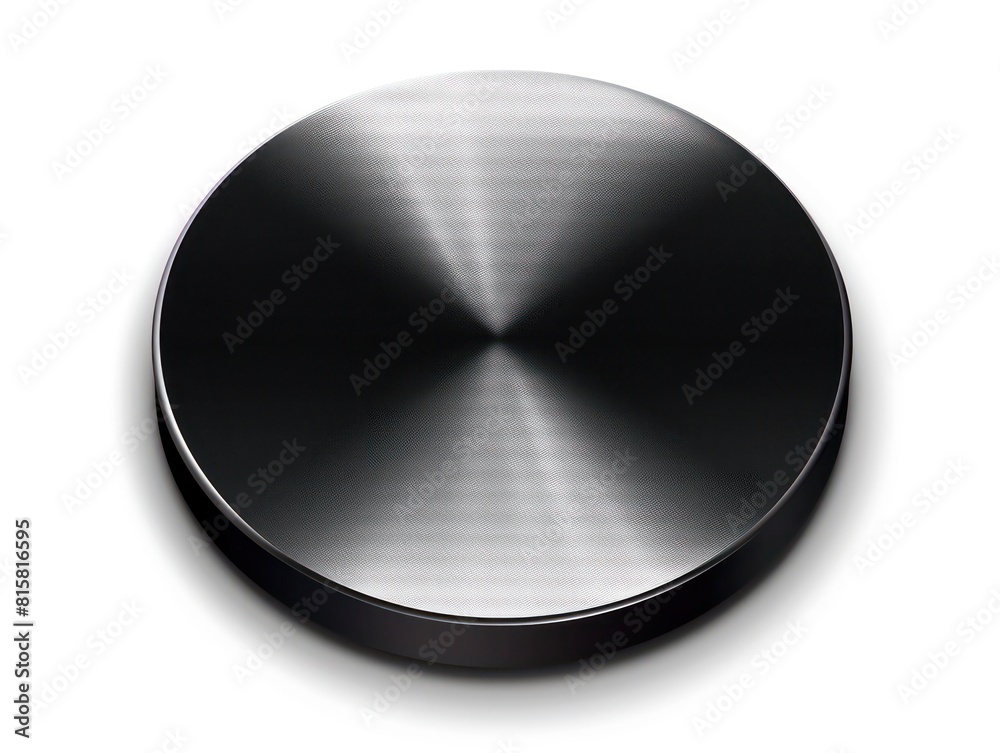 round metal texture icon, dark black gradient, white background Stock ...