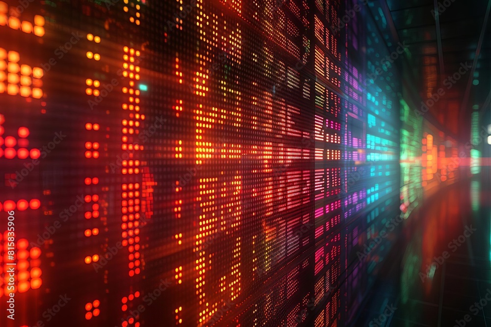 Create a colorful, futuristic, circuit board design with glowing lights ...