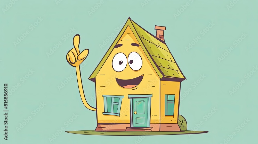 Cartoon House Character showing the sign. Vector Illustration AI ...