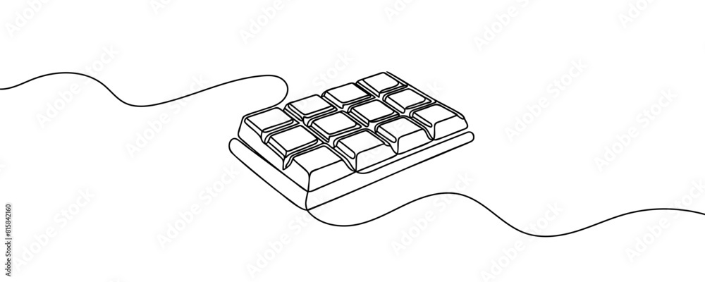Chocolate bar one continuous line drawing. Unfolded chocolate minimal ...
