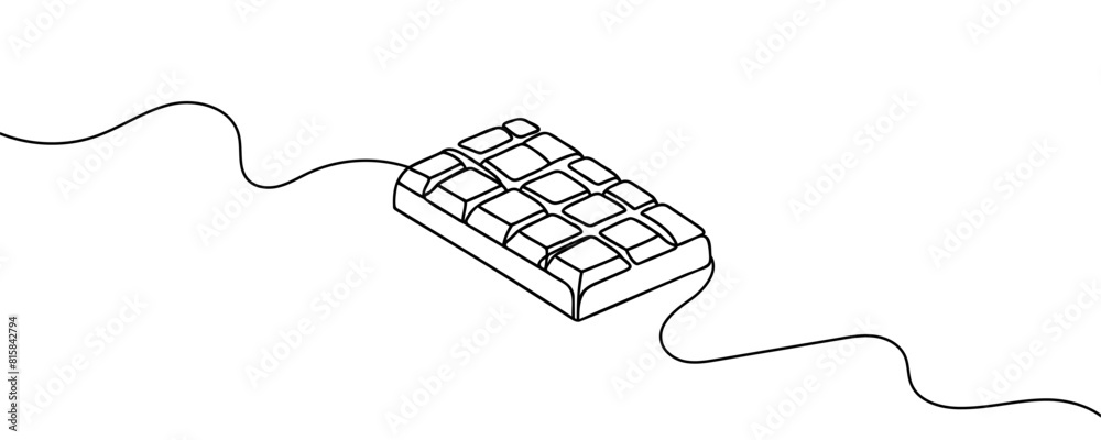 Chocolate bar one continuous line drawing. Unfolded chocolate minimal ...