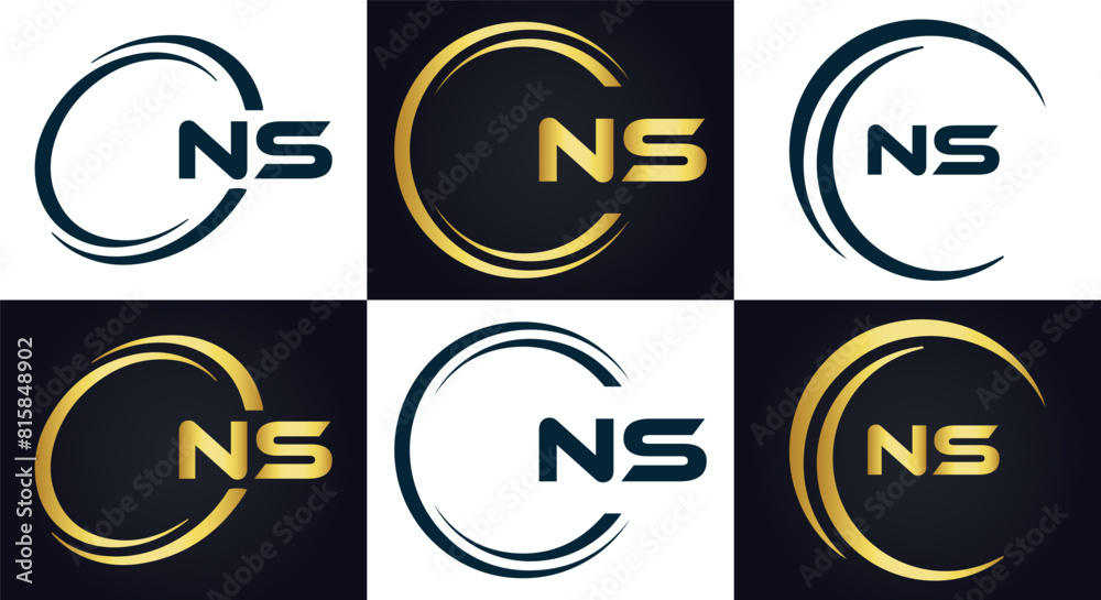 NS Letter Logo Design. Initial letters NS logo icon. Abstract letter NS ...