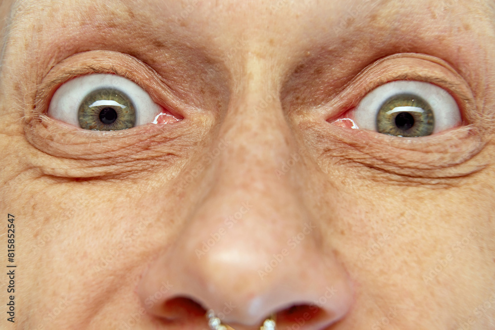 Close-up image of male face focusing on eyes. Detailed textures of skin ...