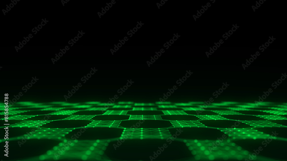 Abstract digital cyberspace with moving wave. Cyber security database ...
