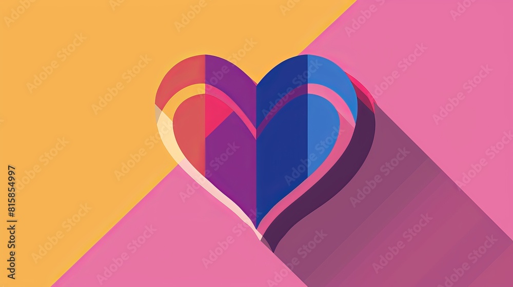 Bisexual heart icon flat design side view Bi Pride theme cartoon ...