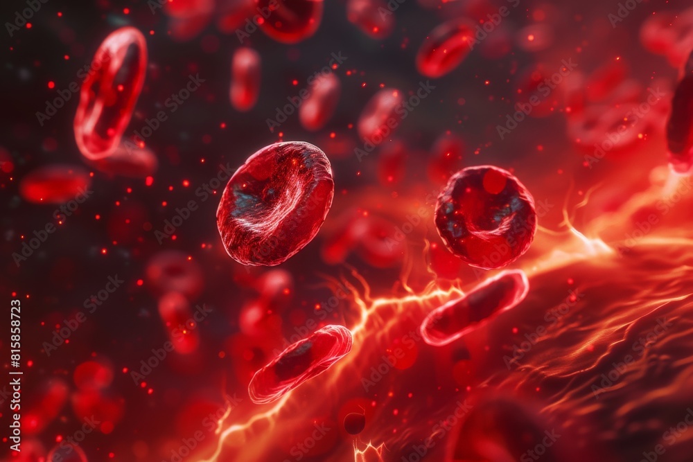 Body health science bacteria, virus and Red infecting blood cells in ...