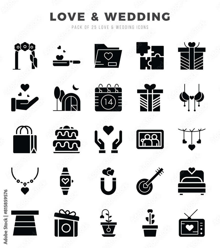 Love & Wedding Icon Bundle 25 Icons for Websites and Apps Stock Vector ...