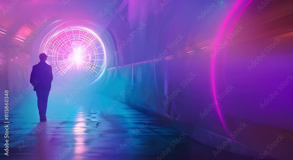 Authentic time traveler illustration with limited color palette ...