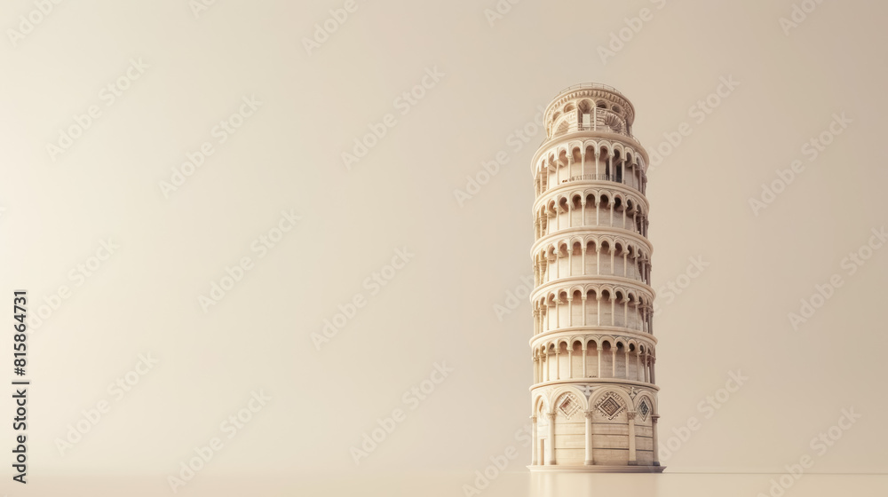 the leaning tower of pisa, a freestanding bell tower known for its ...