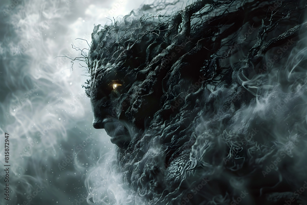 Malevolent Cthonic Deity Emerging from the Abyss,Swirling with Eldritch ...