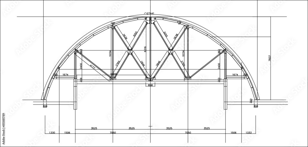 Vector illustration sketch of technical drawing for the construction of ...